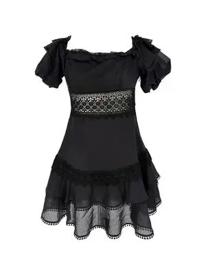 Charo Ruiz Ibiza Lace-trimmed Ruffled Dress - Black