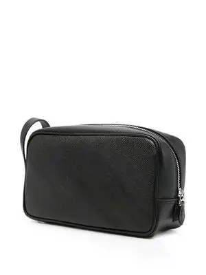 Dolce & Gabbana Logo-plaque Pebbled-leather Wash Bag