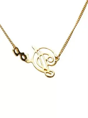 Dior Tone Cursive Logo Pendant Necklace