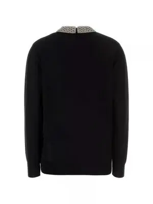 Valentino Garavani Crystal-embellished Pussy-bow Wool Sweater