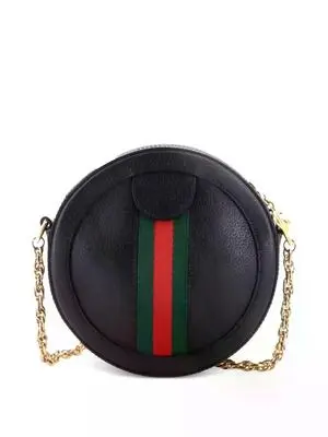 Gucci Ophidia Round Shoulder Bag Leather Mini Crossbody Bag - Black