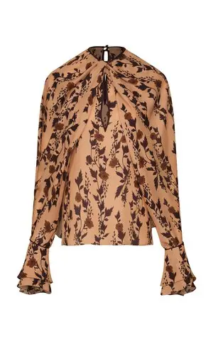 JOHANNA ORTIZ Johanna Ortiz Untamed Bloom Draped Silk Top