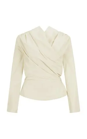 HARRIS TAPPER Exclusive Long-sleeved Chaimberlain Wrap Top - Ivory