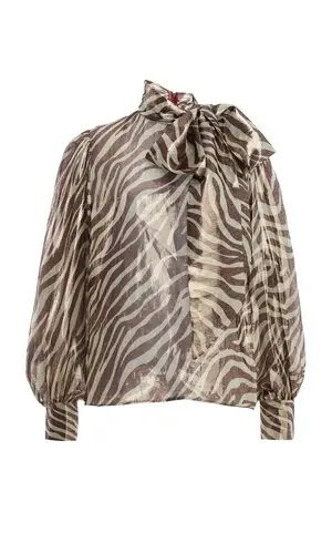 Françoise Winona Pussy-bow Silk Top - Print