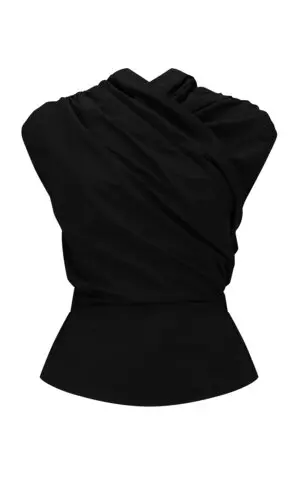 HARRIS TAPPER Sleeveless Wrap Top - Black