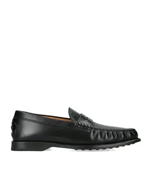 TOD'S Leather Arricciato Gomma Loafers