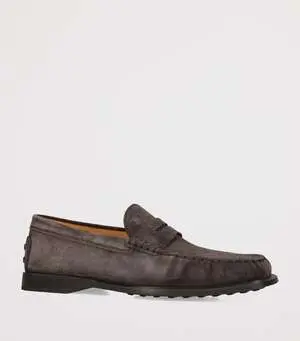 TOD'S Suede Arricciato Gomma Loafers