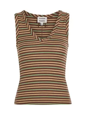 DAMSON MADDER Arlea Striped Ribbed Cotton-blend Tank - Multicoloured
