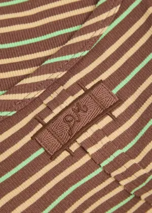 DAMSON MADDER Arlea Striped Ribbed V-neck Cotton-blend Tank - Multicoloured