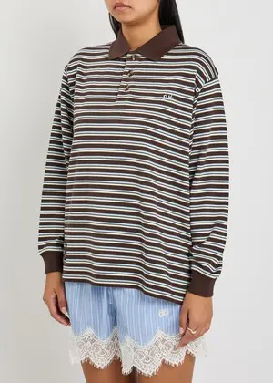 DAMSON MADDER Striped Cotton Rugby Top With Embroidered Logo - Multicoloured