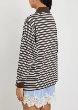 DAMSON MADDER Striped Cotton Rugby Top With Embroidered Logo - Multicoloured