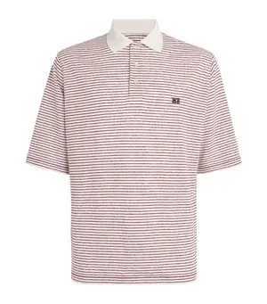 WALES BONNER Linen-cotton Stripe Bask Polo Shirt - Ivory