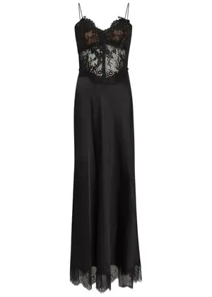 SELF-PORTRAIT Lace And Satin Midi Dress