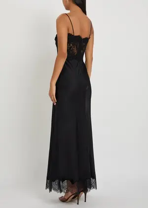 SELF-PORTRAIT Lace And Satin Midi Dress