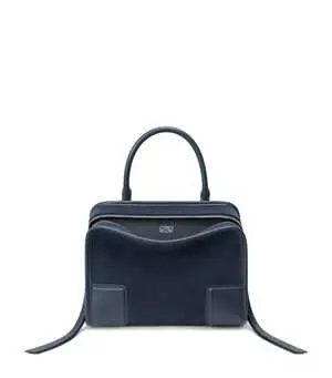 Loewe Small Suede Amazona 180 Top-handle Bag - Navy