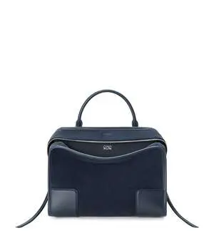 Loewe Large Suede Amazona 180 Top-handle Bag - Navy