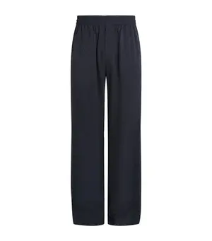 Casablanca Silk Monogram Wide-leg Trousers - Navy