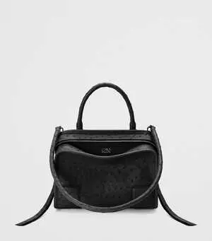 Loewe Small Ostrich Leather Amazona 180 Top-handle Bag
