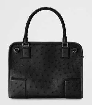 Loewe Small Ostrich Leather Amazona 180 Top-handle Bag