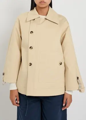 DAMSON MADDER Reversible Cropped Cotton Trench Coat - Beige