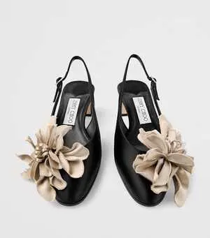 JIMMY CHOO Eyla 45 Floral-appliqué Slingback Pumps