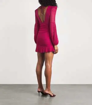 PatBO Crochet-trim Plunge-neck Mini Dress
