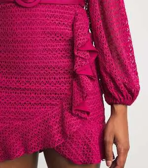 PatBO Crochet-trim Plunge-neck Mini Dress