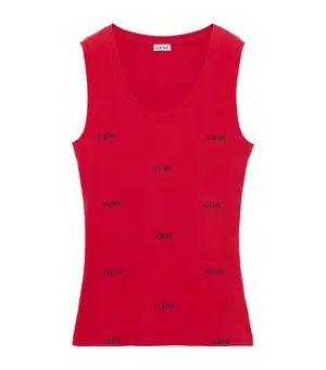 Loewe Embroidered Logo Tank Top - Red