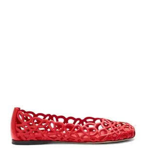 Loewe Leather Petal Anagram Ballet Flats - Red