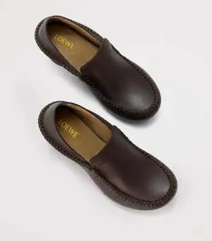 Loewe Leather Oval Heeled Loafers 45