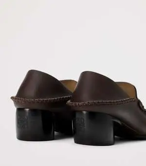 Loewe Leather Oval Heeled Loafers 45