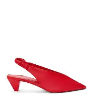 Loewe Lambskin Origami Cubic Slingback Pumps 45 - Red