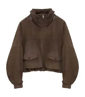 Loewe Suede Bomber Jacket - Brown