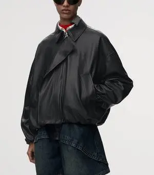 Loewe Leather Flap Bomber Jacket