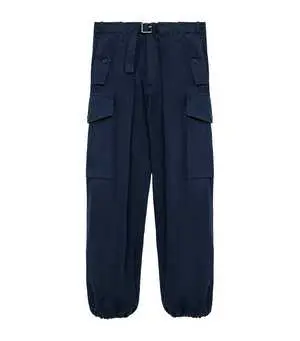 Loewe Cotton Pleated Cargo Trousers - Navy