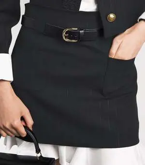 Sandro Pinstripe Belted Mini Skirt