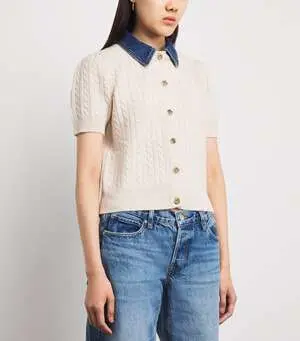 Sandro Wool-cashmere Denim-collar Cardigan