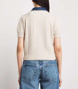 Sandro Wool-cashmere Denim-collar Cardigan