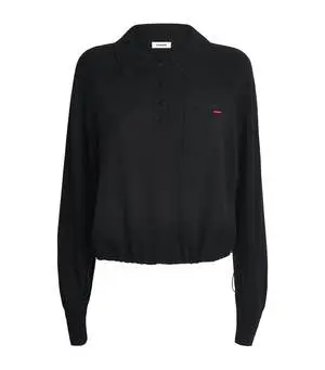 Sandro Wool-blend Polo Sweater - Black