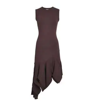 Sandro Knitted Asymmetric Mini Dress - Brown