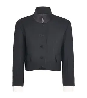 Sandro Stripe Cropped Blazer - Black