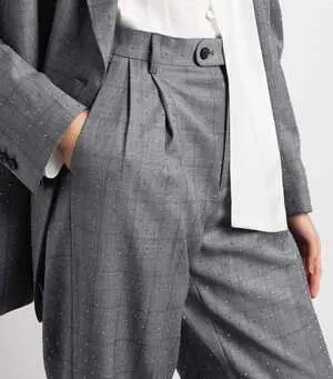 Sandro Wool Rhinestone Straight Trousers