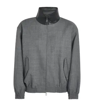 Sandro Wool Leather-trim Bomber Jacket - Black