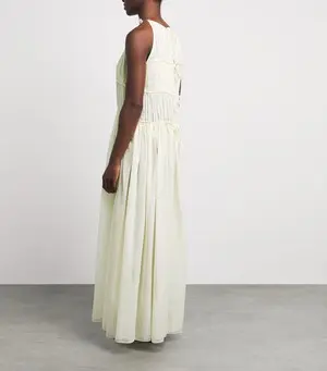 MORE NOIR Cotton-silk Ruched Morgan Midi Dress