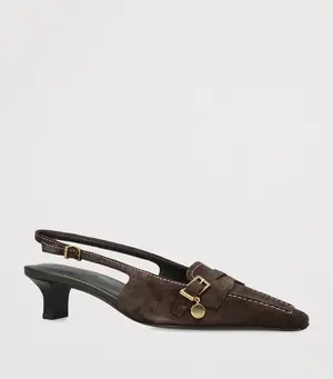 TOD'S Suede Penny Strap Slingback Pumps