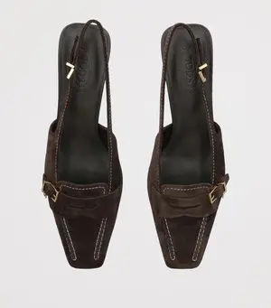 TOD'S Suede Penny Strap Slingback Pumps