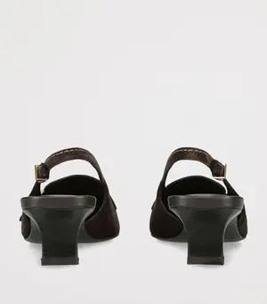TOD'S Suede Penny Strap Slingback Pumps