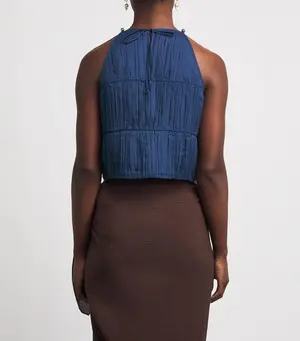 MORE NOIR Cotton-silk Ruched Lea Sleeveless Top