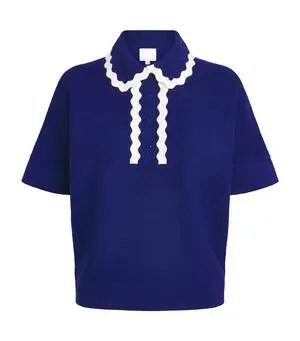 Molli Virgin Wool Scalloped-collar Sweater - Blue
