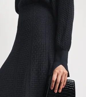 Molli Virgin Wool-blend Basket-weave Midi Skirt